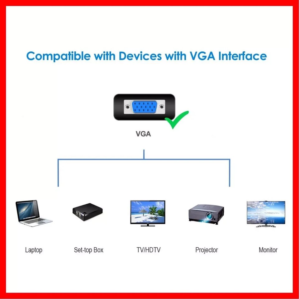 For Computer Monitor Connection 5FT VGA Cable 1080P Male Video Cable ...
