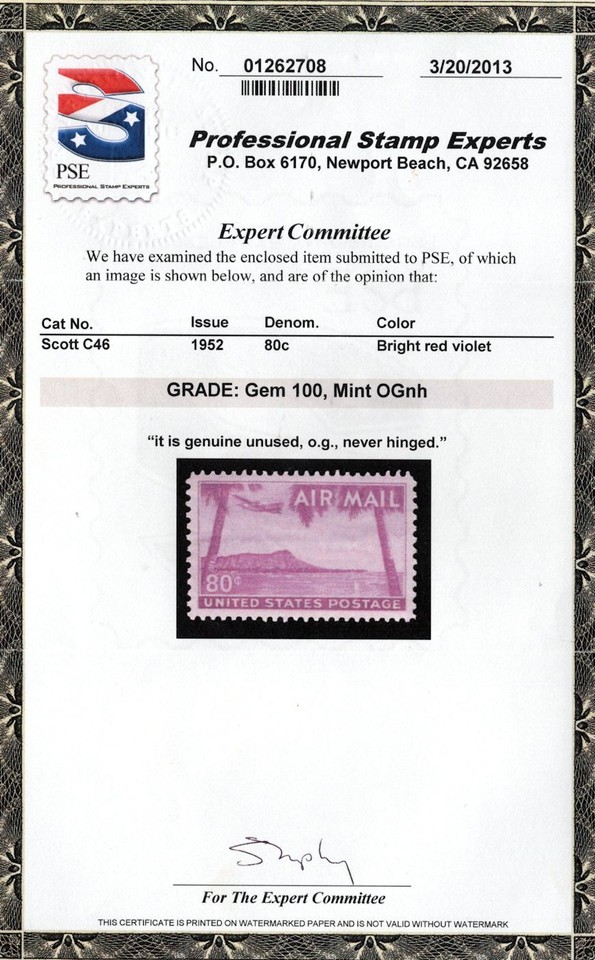 MALACK C46 GEM OG NH, w/PSE (GRADED 100 (01/14)) CER..MORE.. gg3694 | eBay