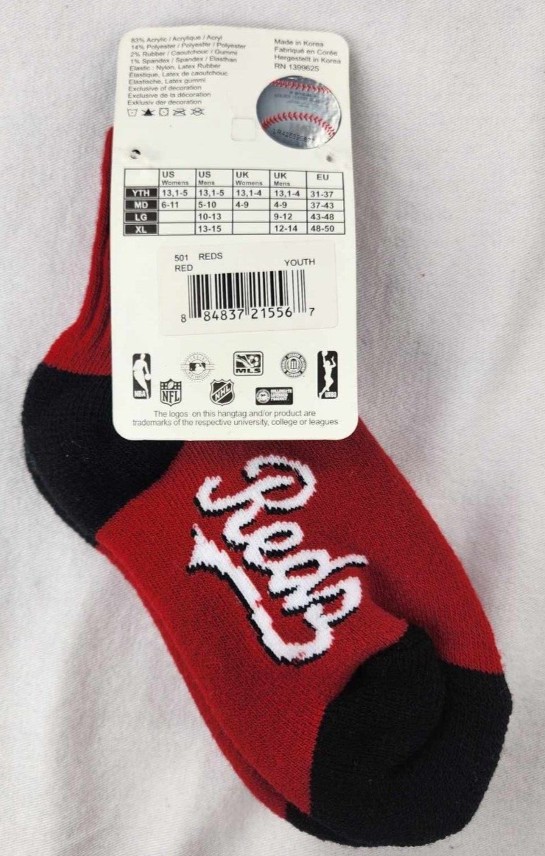 Cincinnati Reds MLB For Bare Feet Logo Name Red Youth Quarter Socks | eBay