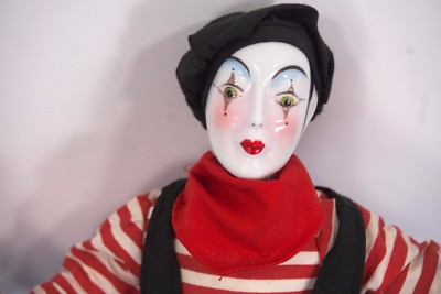French Mime Porcelain Posable Happy Sad Acting Masks Artist Red White ...