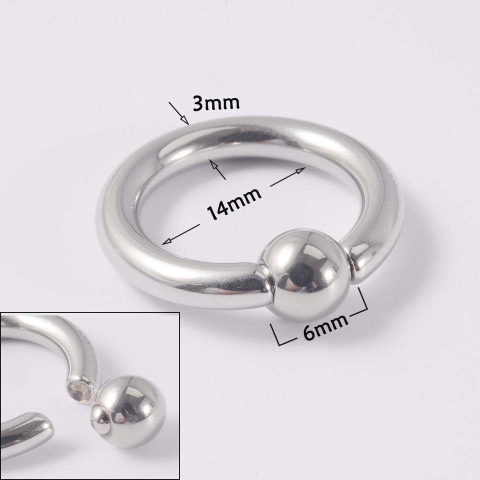 4PC Easy Fit Large Gauge BCR 3-12mm Heavy CBR Ball Closure Ring PA ...