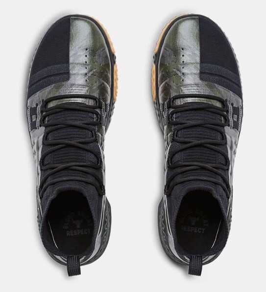 UNDER ARMOUR PROJECT ROCK 1 SNEAKERS UA BLACK TODDY GREEN HIGH TOP ...