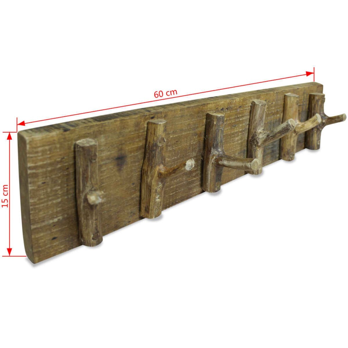 Rustic Wooden Coat Rack 6 Hooks Reclaimed Wood Handmade Wall Mounted ...