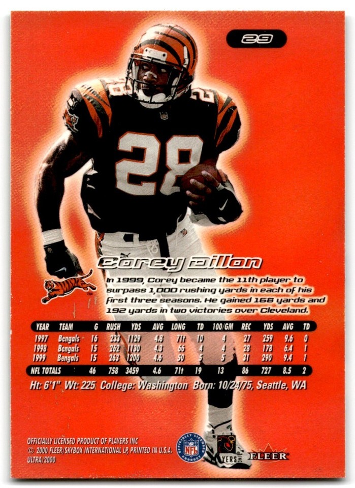 2000 Fleer Ultra Cincinnati Bengals Cincinnati Bengals #29 | eBay