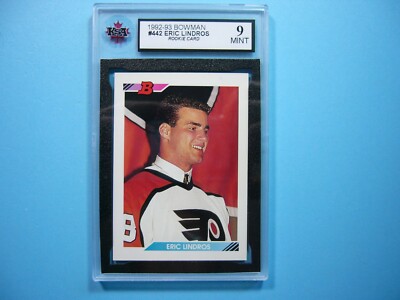 1992/93 BOWMAN NHL HOCKEY CARD #442 ERIC LINDROS ROOKIE RC KSA 9 MINT ...