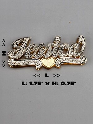 PERSONALIZED DOUBLE NAMEPLATE "JESSICA" Style (10k,14k, Sterling Silver ...