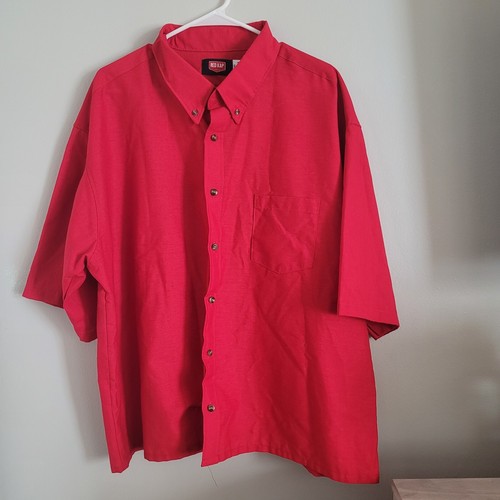 Mens Work Shirt Solid Red Color 2 Pocket Men's Industrial Uniform Short ...