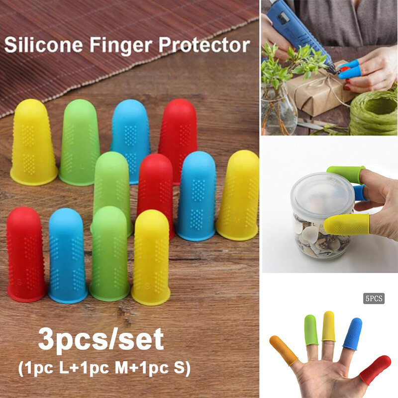 3Pcs Silicone Anti-cut Heat Resistant Finger Protector Fingers Cap ...