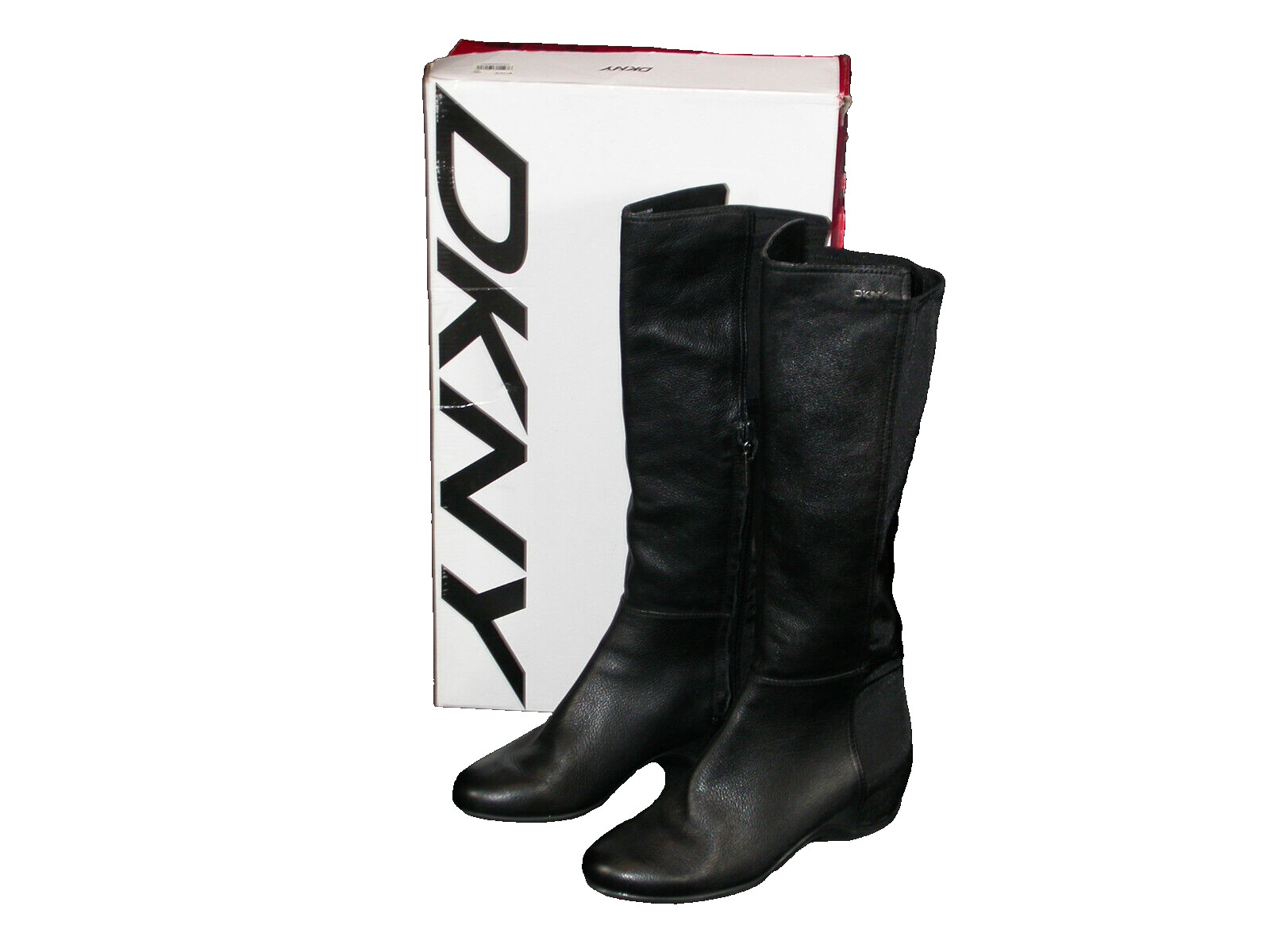 DKNY Black Leather Boots Paulina Tall Knee High Boots… - Gem