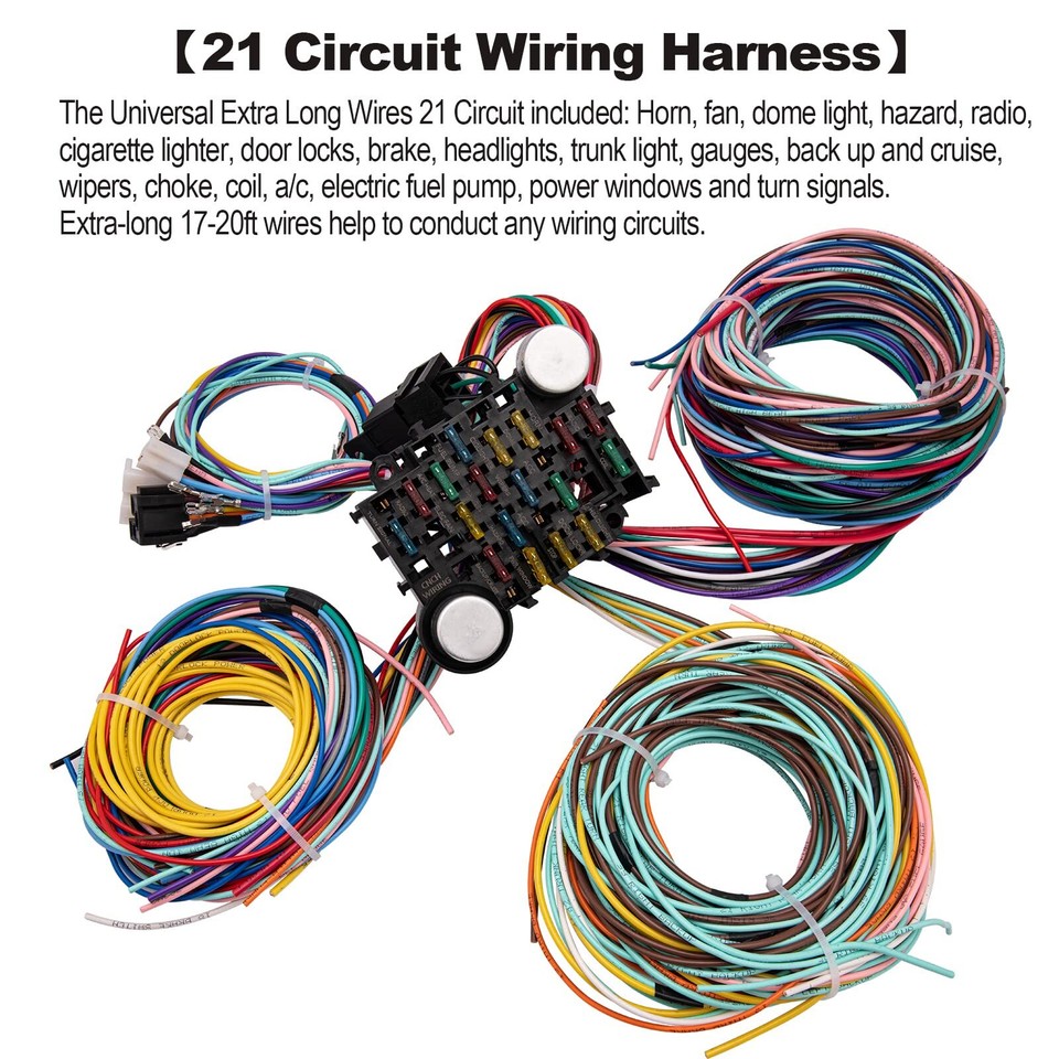 21 Circuit Wiring Harness Kit Universal Extra Long Wires 21 Circuit ...