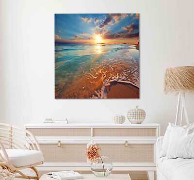 Square Canvas Scenic Sunset Beach View High Quality Australian Made ...