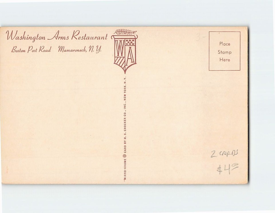 Postcard Washington Arms Restaurant Boston Post Road Mamaroneck New ...