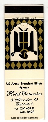 US ARMY TRANSIENT BILLETS matchbook matchcover - MILITARY - MUNICH ...