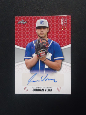 Jordan Vera 2021 LEAF PERFECT GAME BLANK BACK RED AUTO 1/1 Card #BAJV1 ...