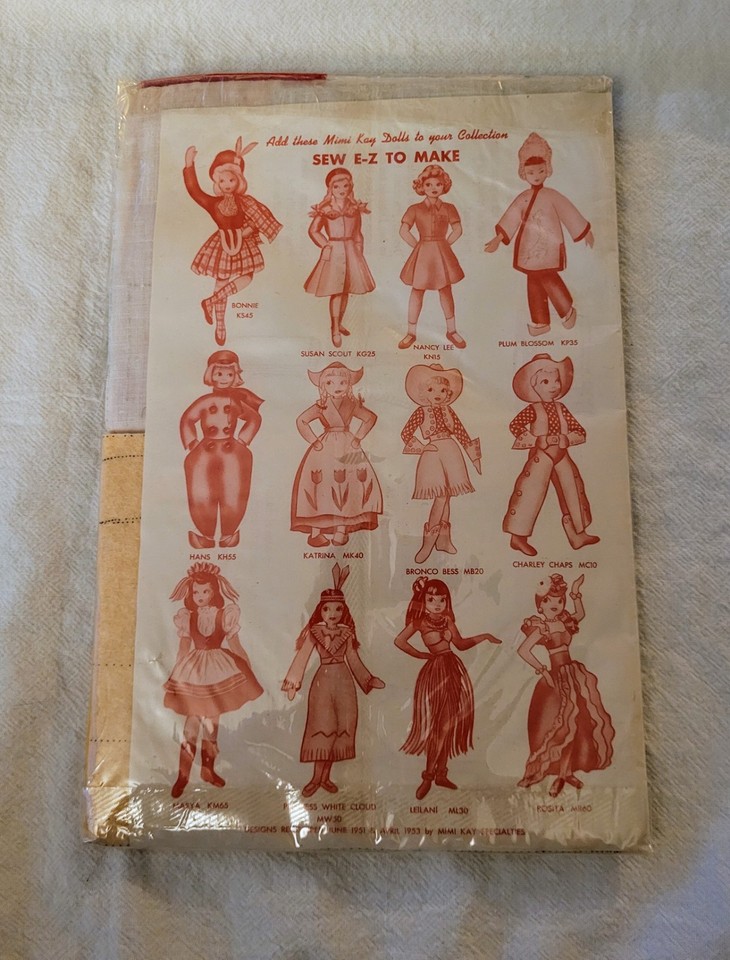 Mimi Kay Doll Felt Doll Kit 8" Mary A Girl Doll Vintage 1950's Pattern ...