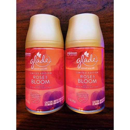 2 Glade Limited Edition Rose & Bloom Automatic Spray Refills 6.2 oz ea ...