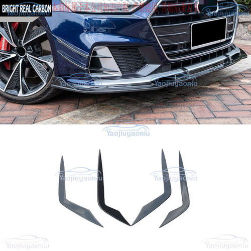 Bright Carbon Front Bumper side Wind Knife Fin Cover Trim For 2019-24 ...