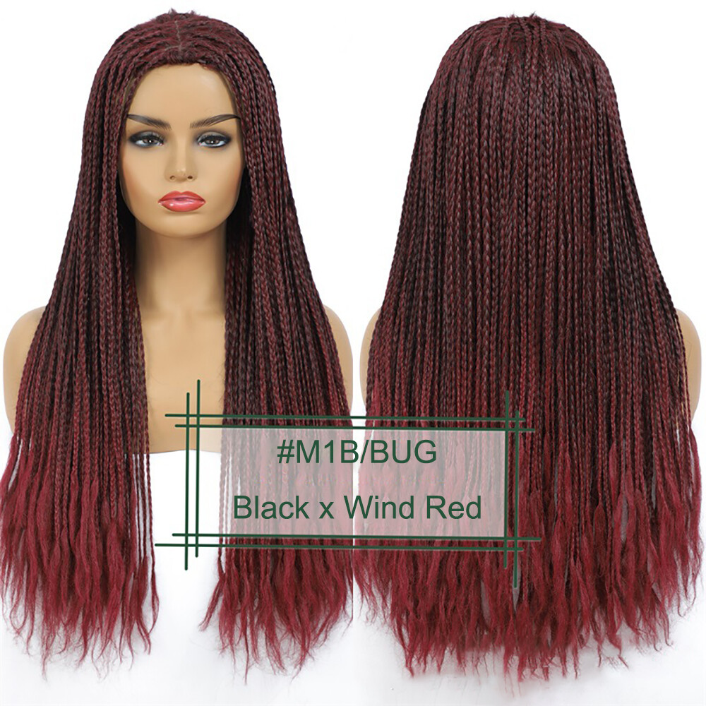 26" Thin Box Braids Wigs for Black Women Full Braids Wigs Party Wigs ...