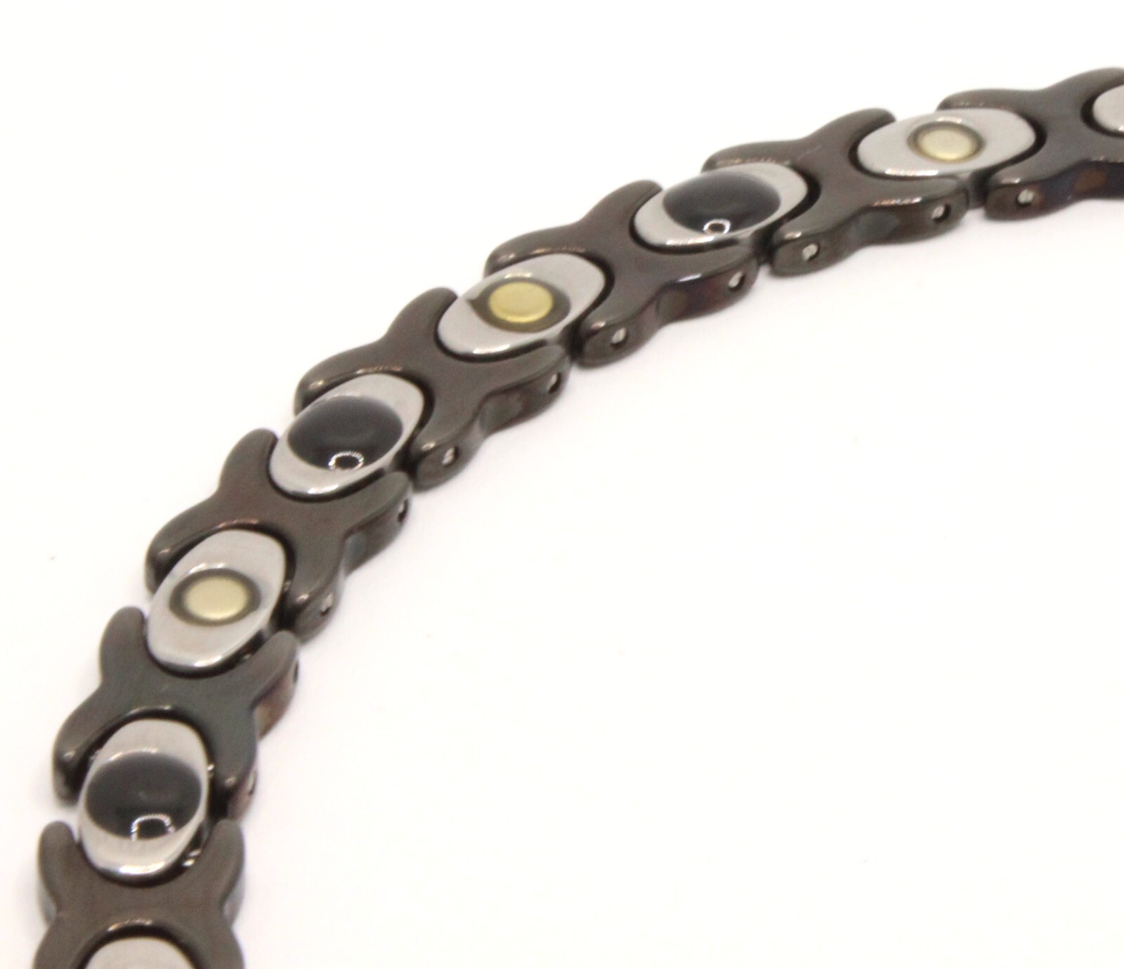 Tungsten Carbide Ceramic 2-Tone Black & Rhombus Facets Magnetic Therapy ...