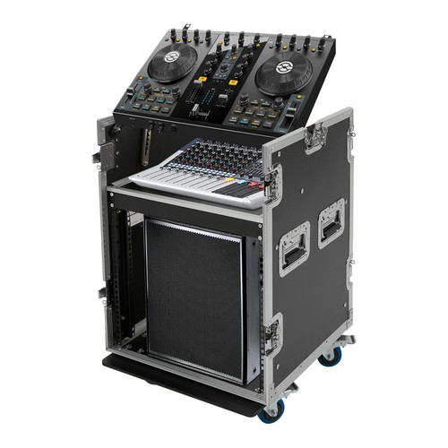 10U PA DJ Rack Road Case w/ 11U Slant Mixer Top Casters | eBay