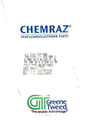 Chemraz Greene Tweed 9234-505 Seal O-Ring AS-568A-234 CPD 505 2.984 ID ...