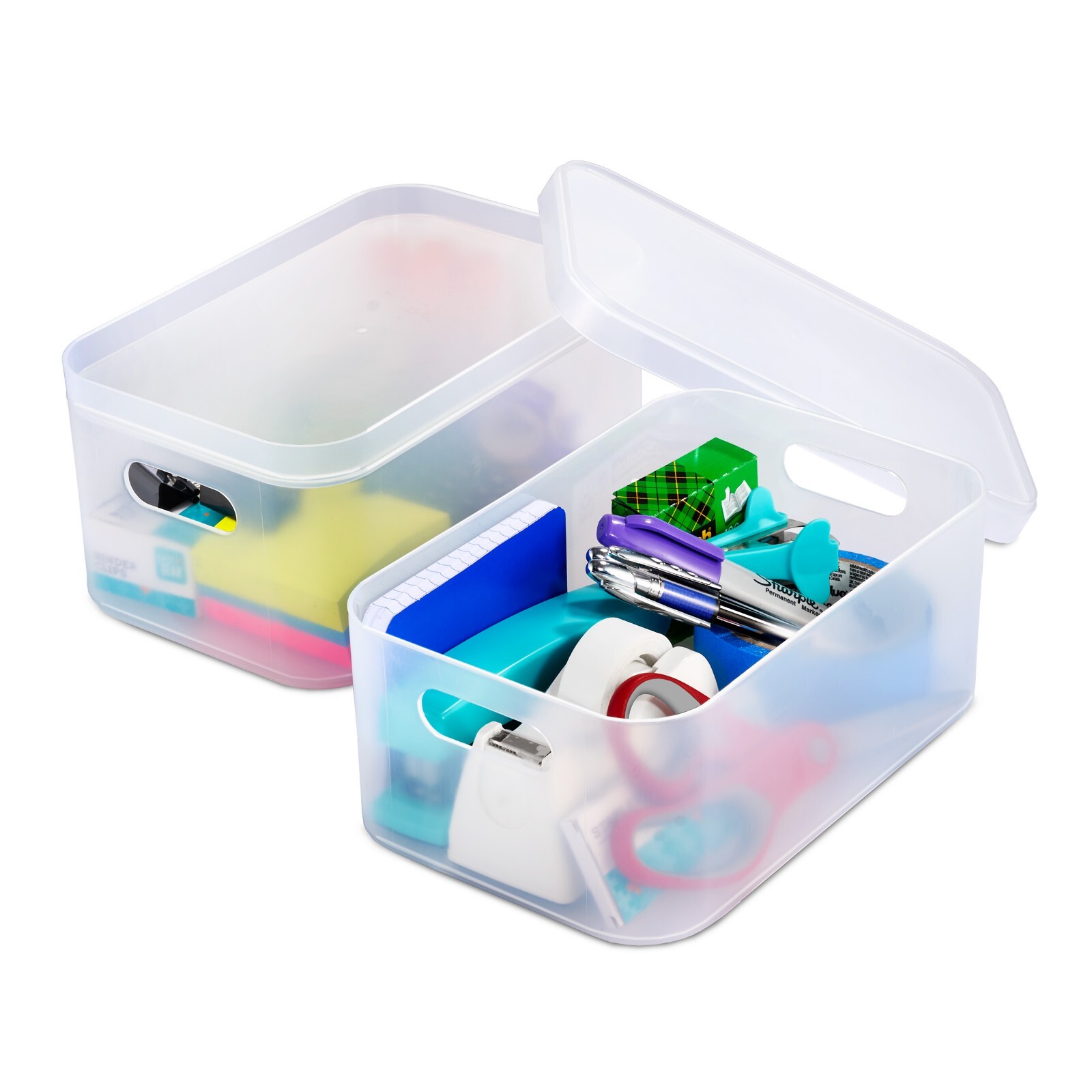 Sorbus Stackable Plastic Frosted Organizer Bins, 2 Pack Storage Boxes ...