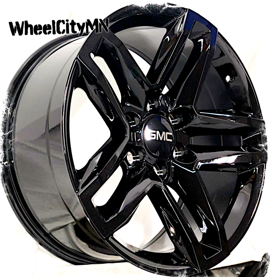 20" gloss black Trail Boss 5911 OE replica wheels fits GMC Sierra 1500 ...