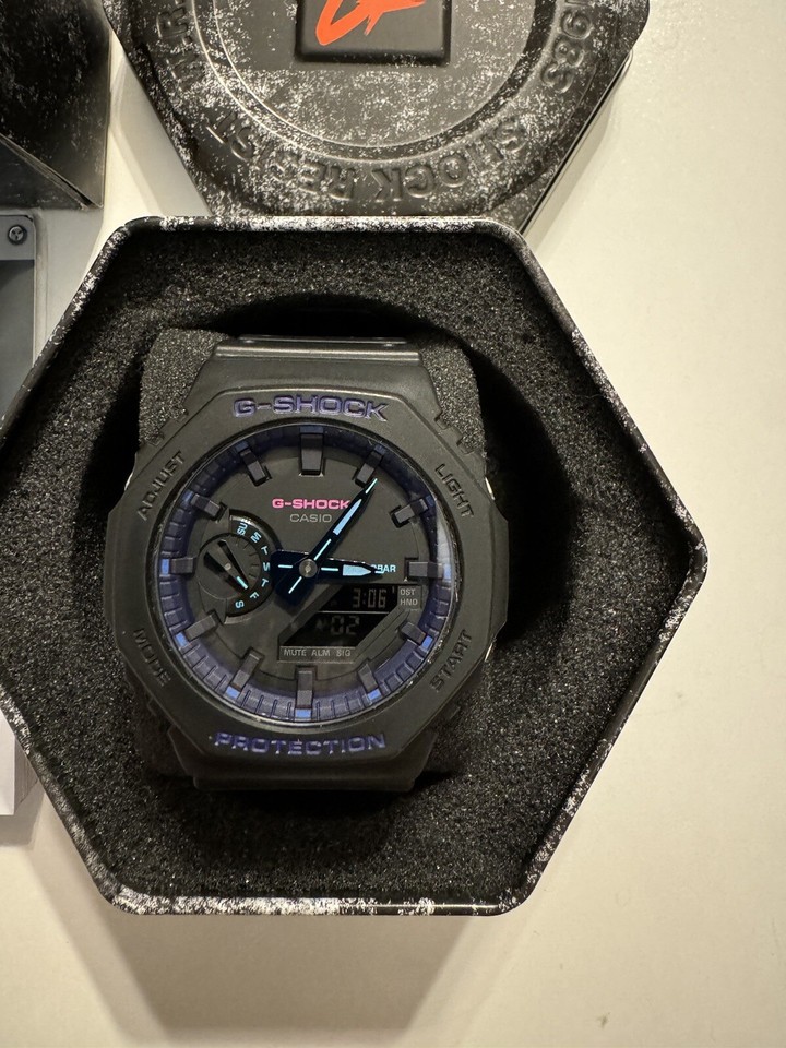 G-Shock Digital & Analogue Black/Purple Watch CasiOak Series GA2100VB ...