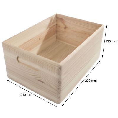 Wooden Open Box 29x21x13cm Non-Lidded Keepsake Storage Plain Decorative ...