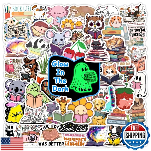 50 Pcs Glow in The Dark Cartoon Kindle Reading Stickers for Kids, Cute ...