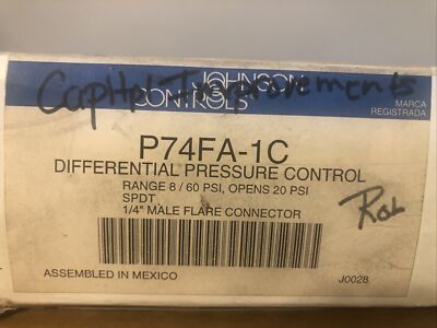 JOHNSON CONTROLS P74FA-1C Differential Pressure Control 1/4” Male ...