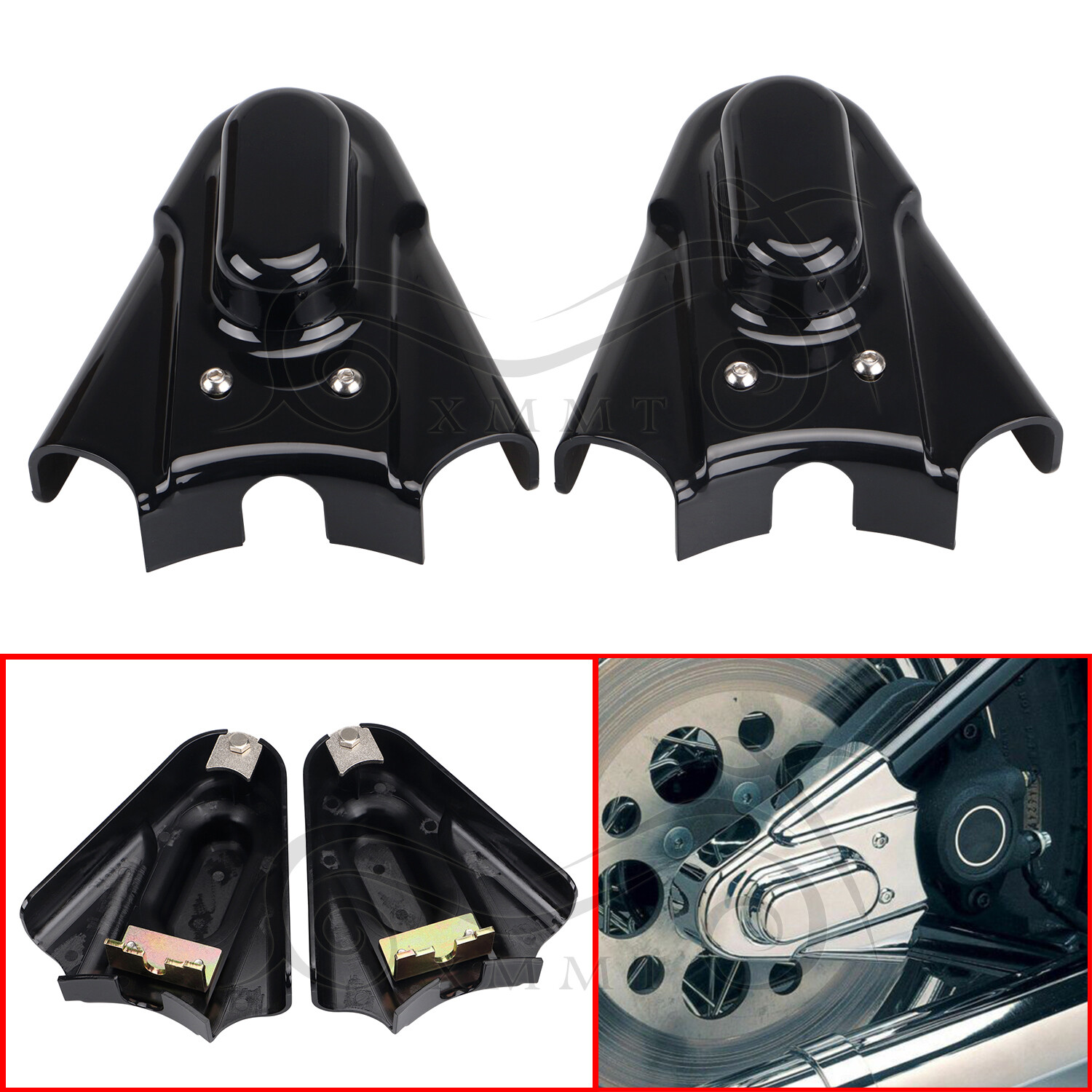 Black ABS Phantom Rear Axle Covers Kit For Harley Night Train FXSTB ...