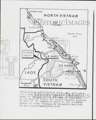 1967 Press Photo Map indicates the A-Shau Valley area in Vietnam ...