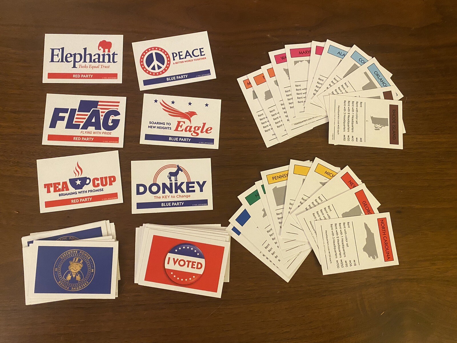 Monopoly House Divided Card Set ~ Complete ~ States “I Voted” Executive ...