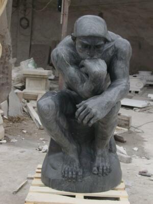 NICE HAND CARVED MARBLE SEATED RODEN THE THINKER ESTATE STATUE - RTT47 ...
