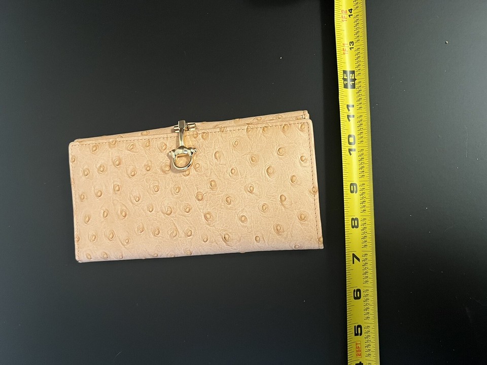 Vera Pelle Wallet Ostrich Embossed Genuine Leather Made In Italy Baby ...