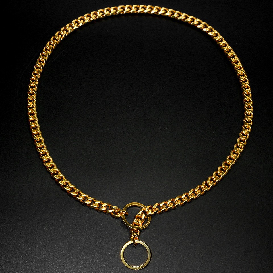 US Dog Show Collar Luxury Choke Chain for Doberman Large Silver Gold 45 ...