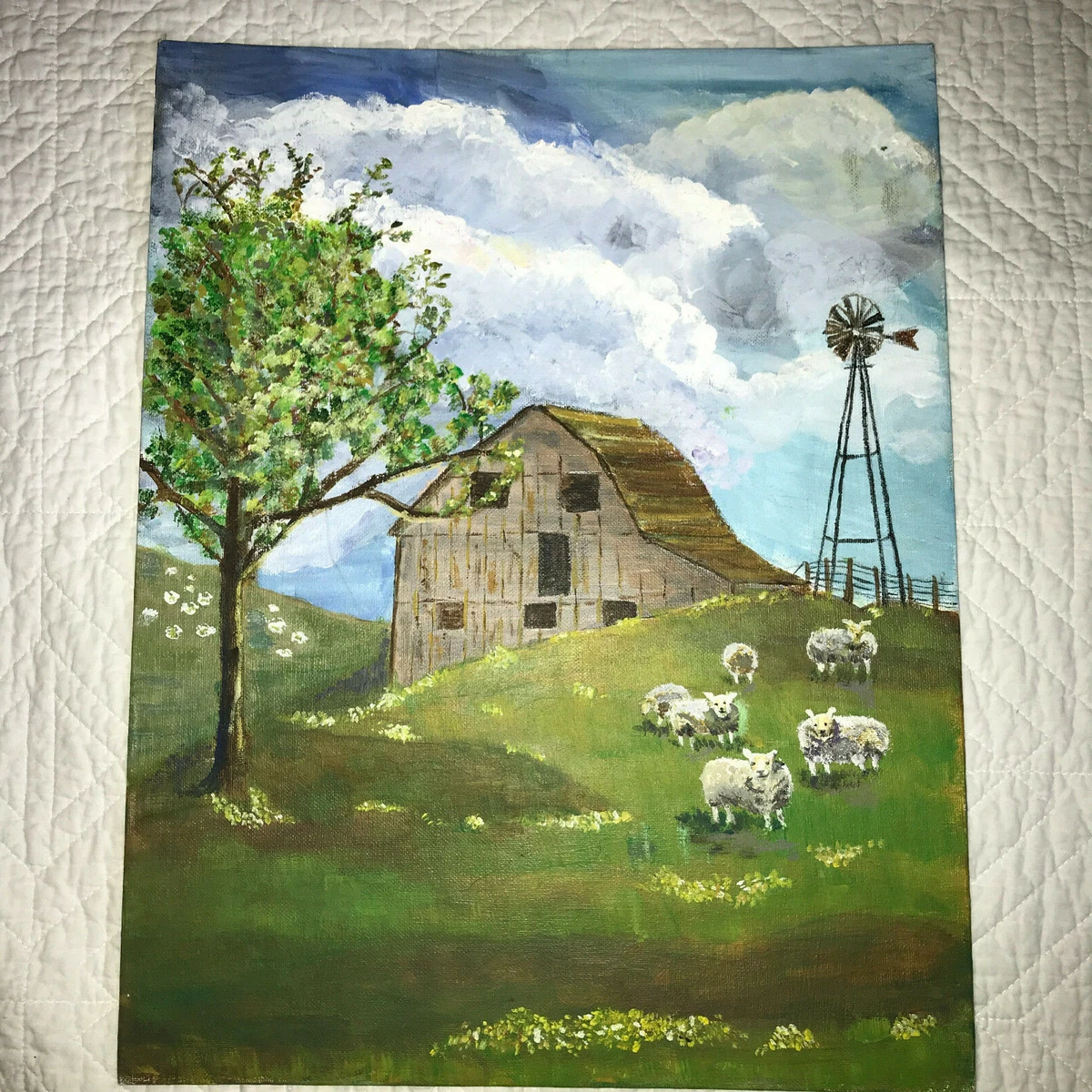 Whimsical Sheep Painting