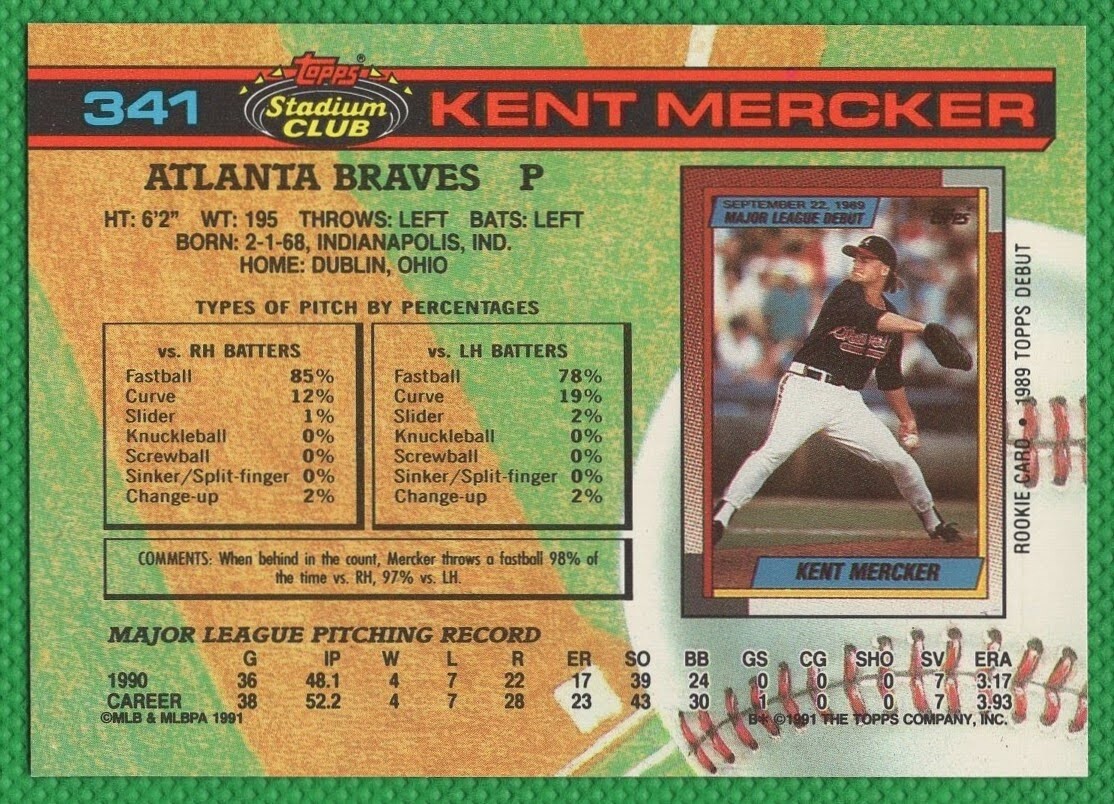 1991 Topps Stadium Club - #341 Kent Mercker for sale online | eBay