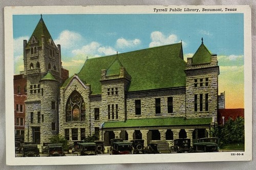 Antique Postcard c1920s Tyrrell Public Library Beaumont Texas | eBay