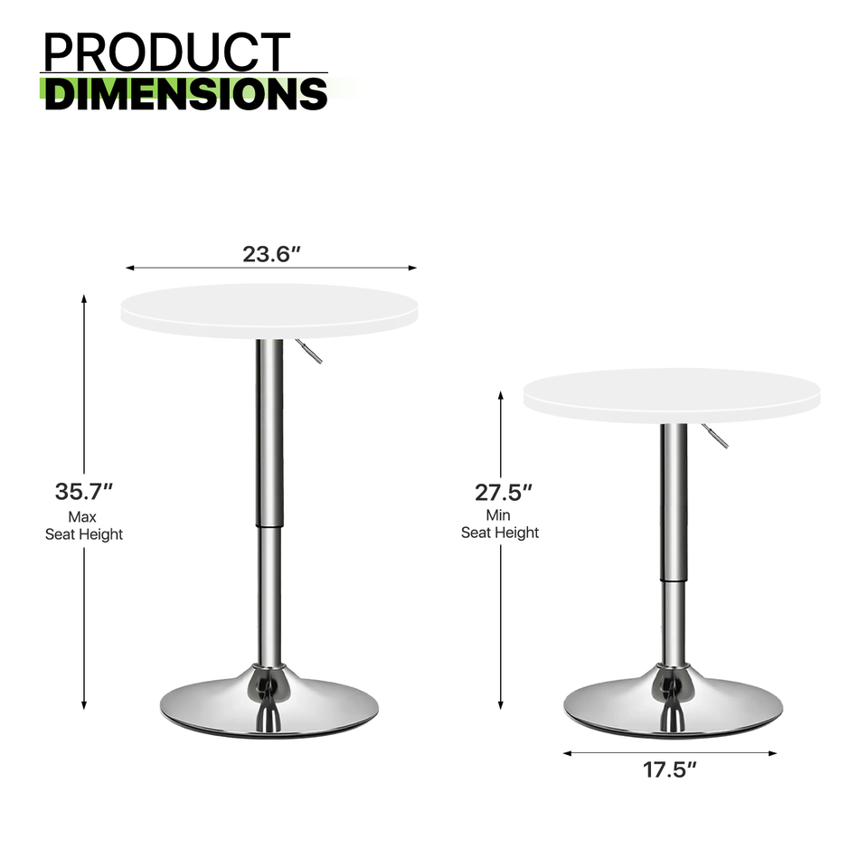 Bistro Pub Bar [360-DEGREE SWIVEL] Round Table Adjustable Height Wooden ...