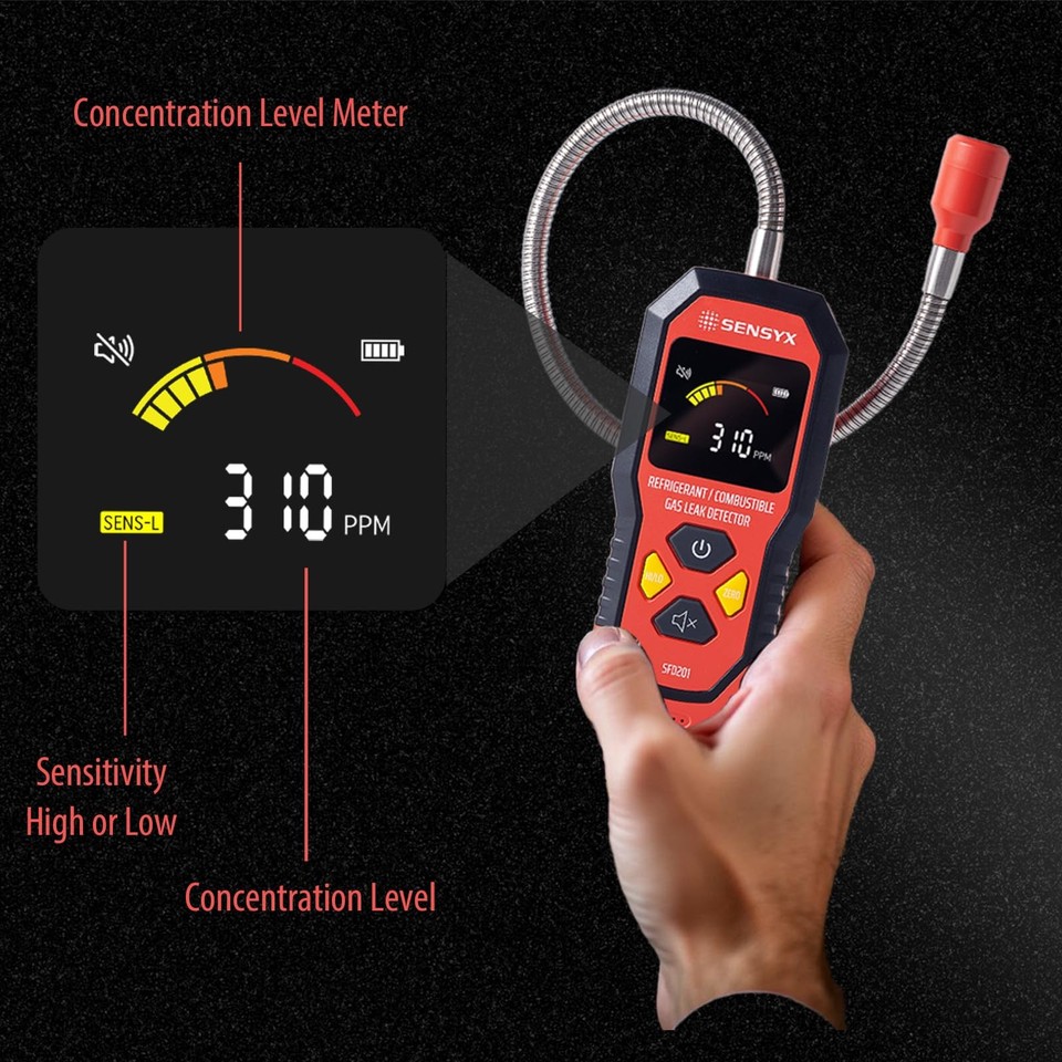 Rechargeable HVAC Refrigerant Leak Detector, Halogen Freon Sniffer, Air ...
