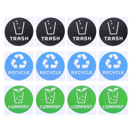 12 Pcs Garbage Sorting Stickers Waste Container Trash Can Plastic ...