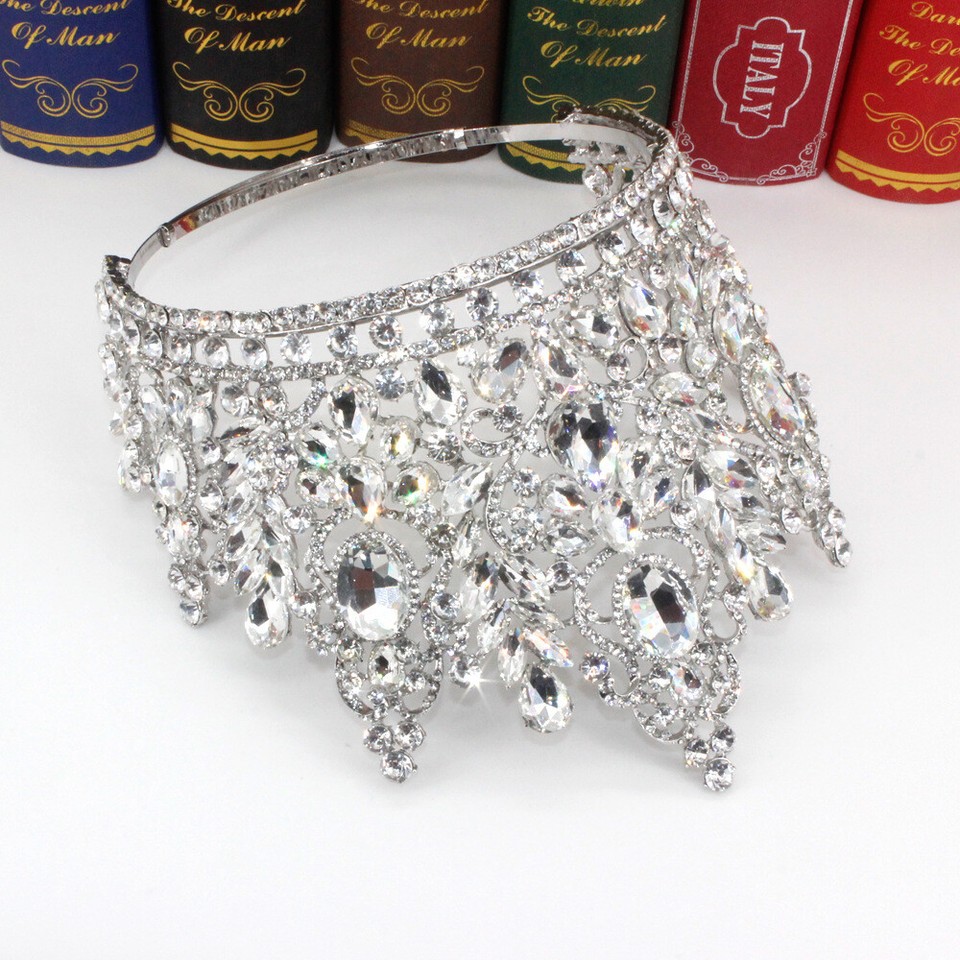 15cm Tall Crystal Large Tiara Crown Queen Princess Pageant Adjustable ...