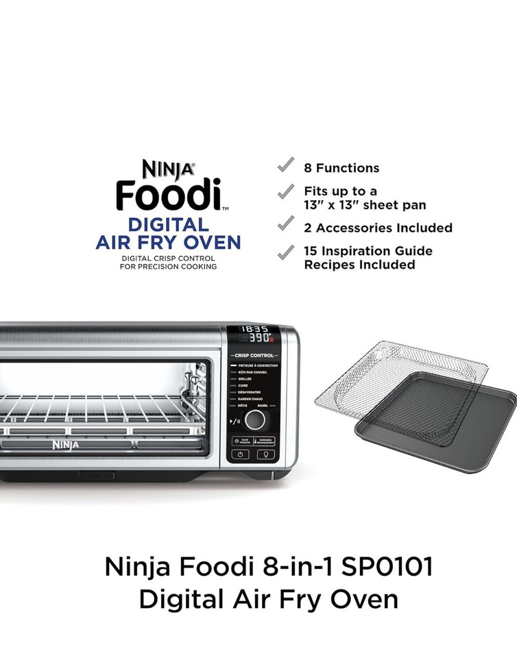 Ninja SP101 Digital Air Fry Countertop Oven with 8-in-1 Functionality ...