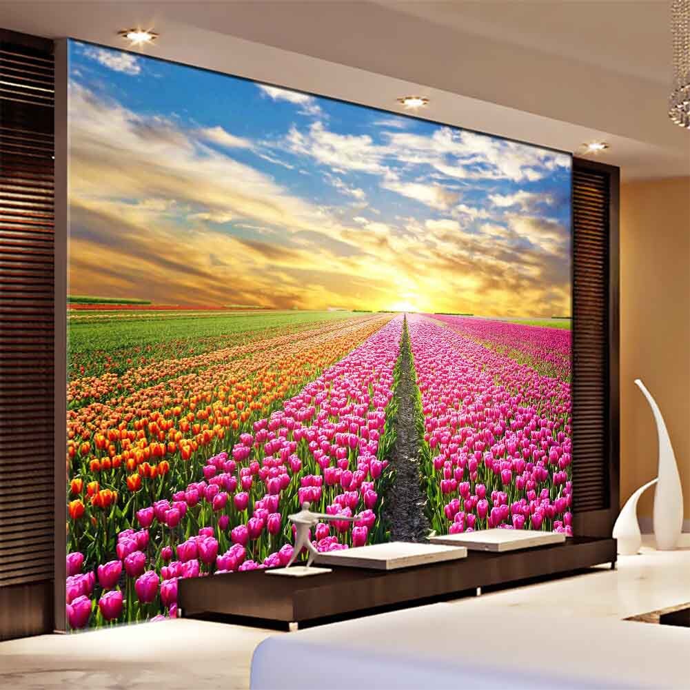 Red Tulip Password 3D Full Wall Mural Photo Wallpaper Printing Home ...