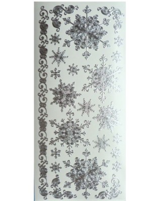 SILVER SNOWFLAKES Peel Off Stickers Flourish Christmas Winter Snow ...