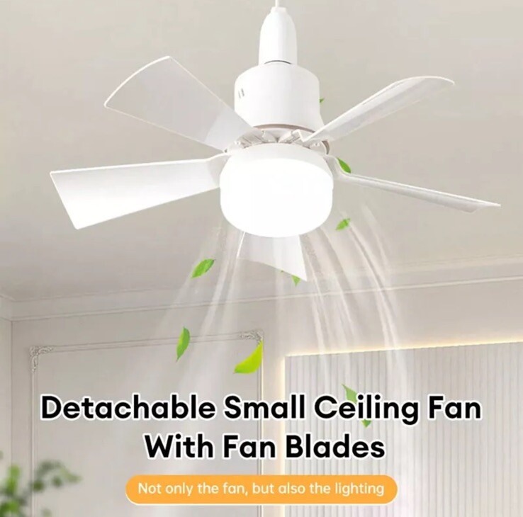 Ceiling Fan E27 Socket Fan 30W with Dimmable LED Light Remote ...