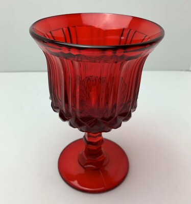 Vintage LG Wright Ruby Red Sawtooth Water Wine Goblet Stemmed Glass | eBay