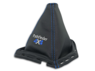 FOR NISSAN PATHFINDER R51 FL 10-14 GEAR BOOT LEATHER EMBROIDERY BLUE ...
